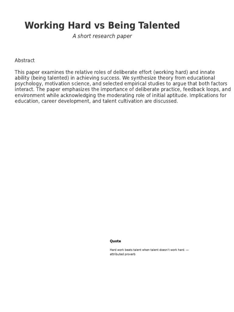 Working Hard or Being Gifted?-11th Grade Project Research Paper | PDF ...