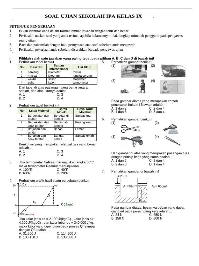 Soal Ujian Sekolah Ipa Kelas Ix | PDF