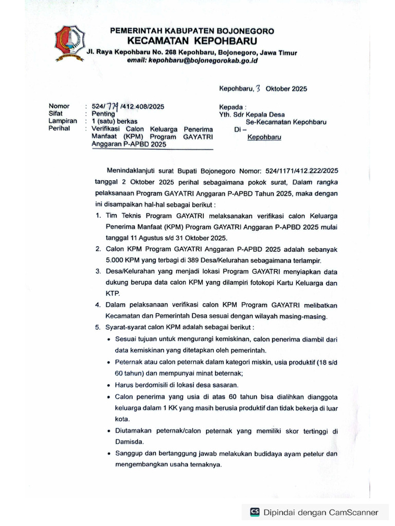 Surat Verifikasi KPM Gayatri P-APBD | PDF