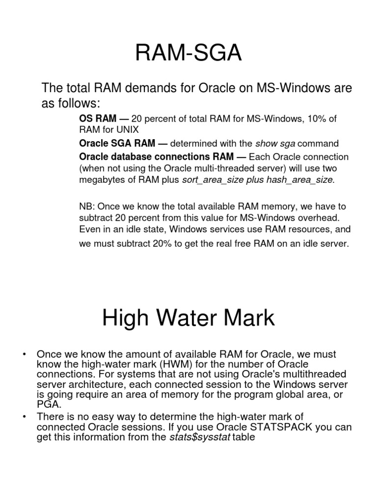Ram Sga | PDF | Oracle Database | Random Access Memory