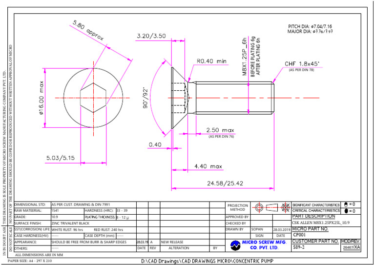 M8 Allen Screw Specifications Document | PDF | Corrosion | Materials ...
