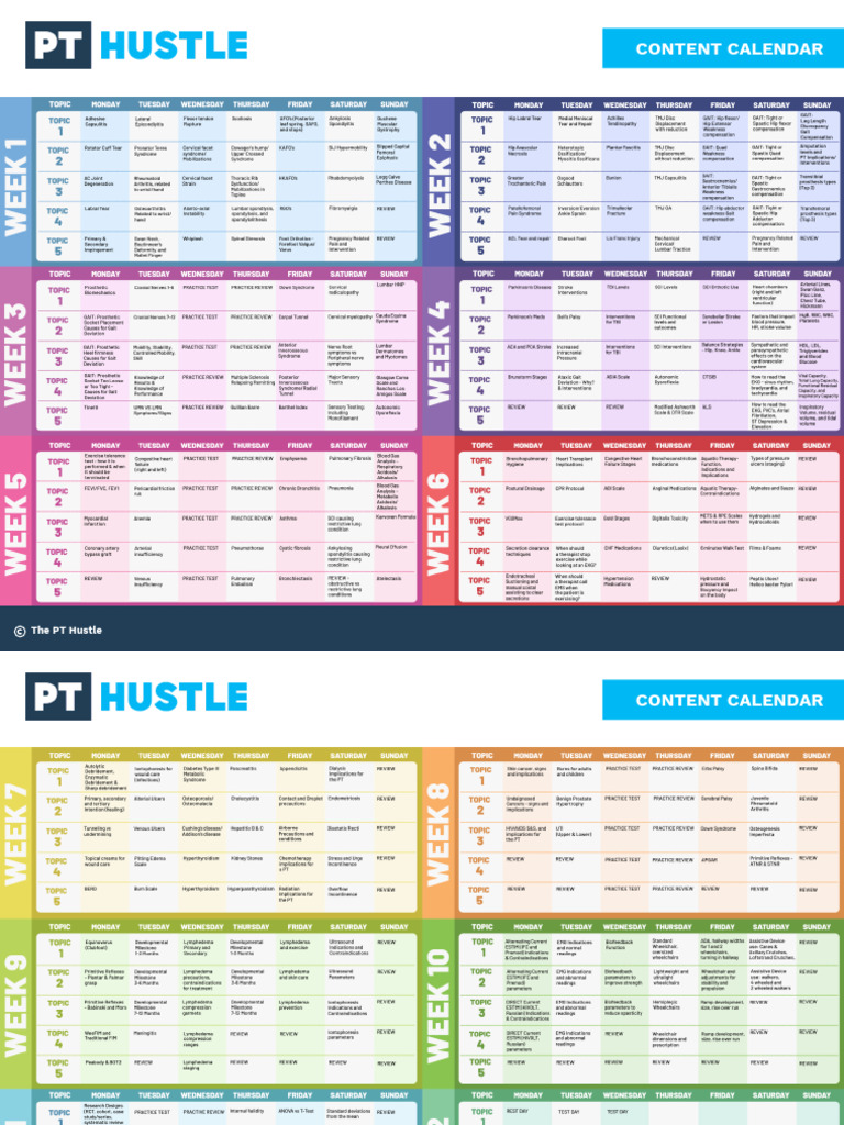 The PT Hustle Content Calendar | PDF