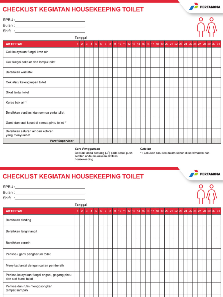 FA Checklist Housekeeping, Musala, Toilet | PDF