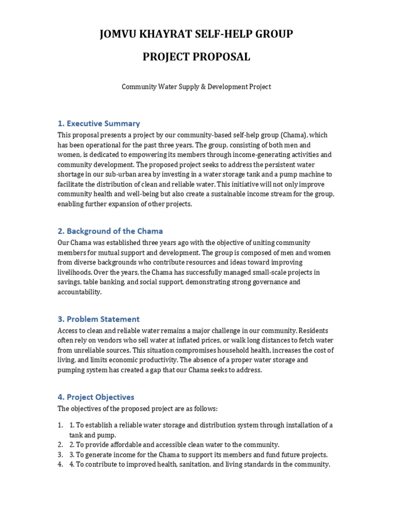 Community Water Supply Proposal | PDF | Water | Infrastructure