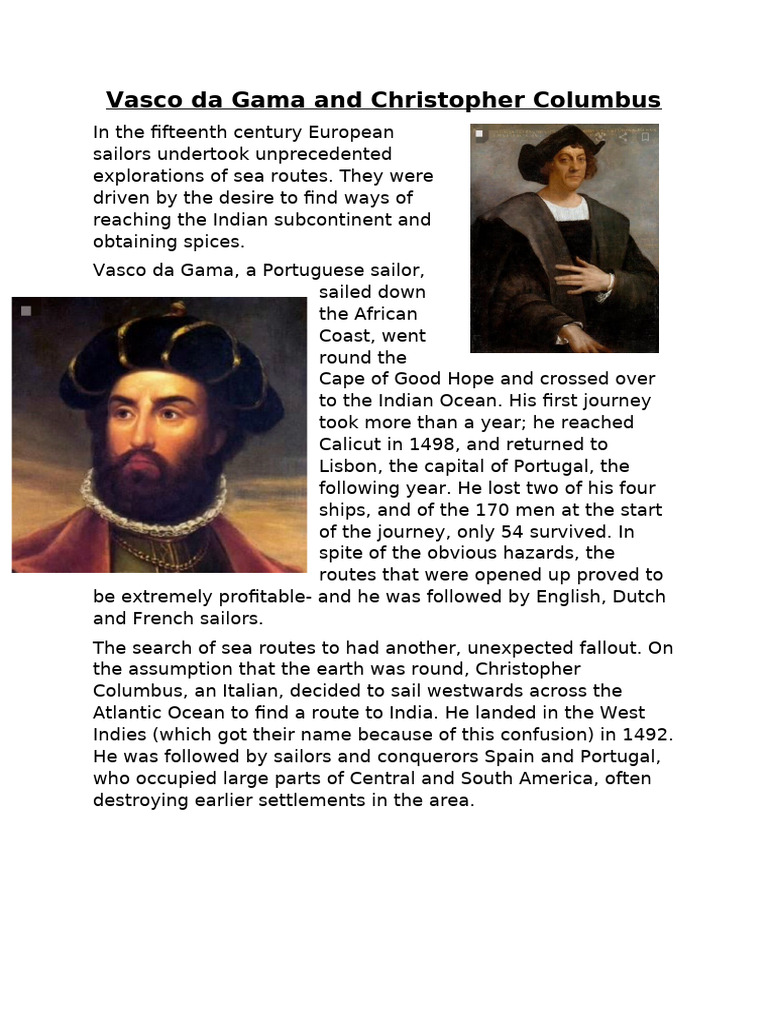 Vasco Da Gama and Christopher Columbus 1 1 | PDF