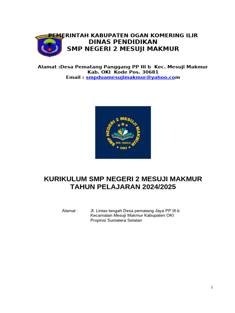 Kurikulum SMPN 2 Mesuji Makmur 2024/2025 | PDF