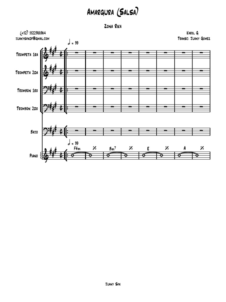 Amargura (Salsa) - Partitura Completa | PDF