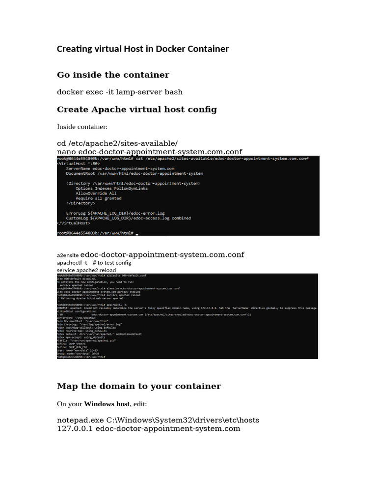 Set Up Apache Virtual Host in Docker | PDF