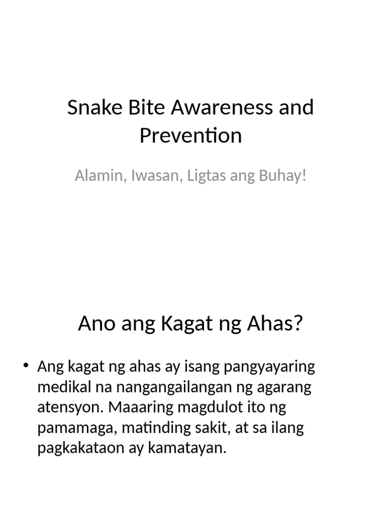 Snake Bite Awareness and Prevention | PDF