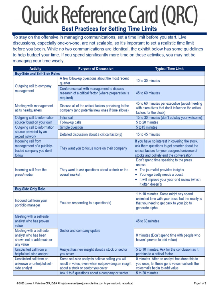 Effective Time Limits for Business Calls | PDF | Human Communication ...