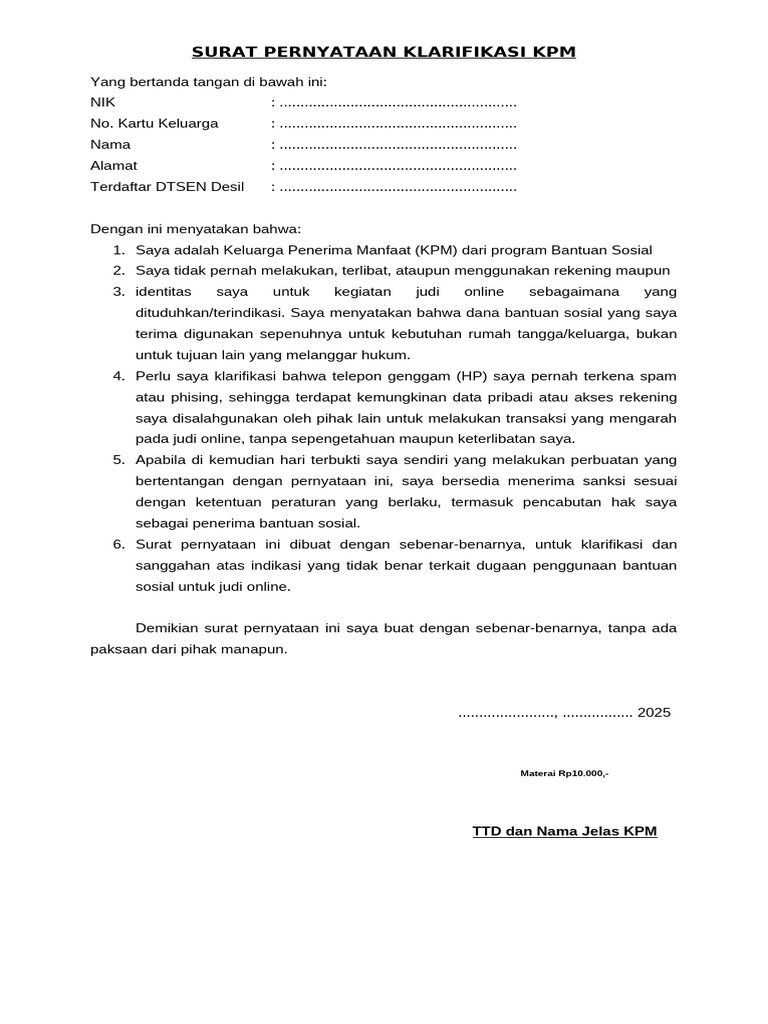 Format Sanggahan Judol | PDF