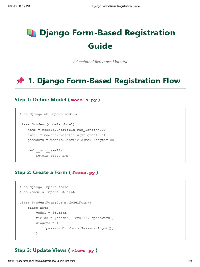 Django Student Registration Guide | PDF | Databases | Information Science