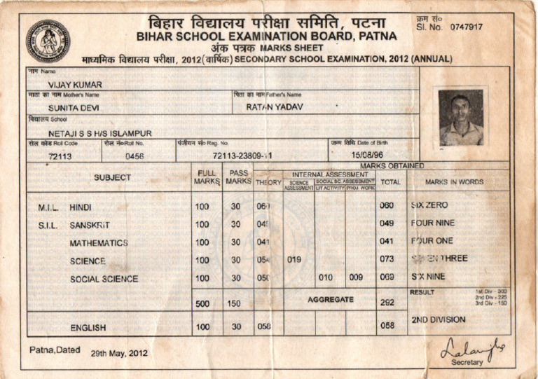 Matric Marks | PDF