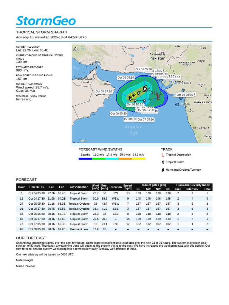 StormGeo Seamec Limited 2025100323 | PDF | Tropical Cyclones | Natural Disasters