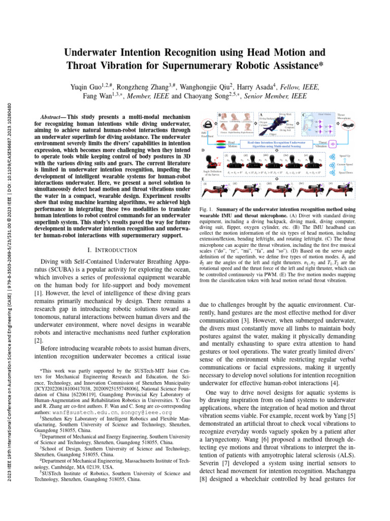 Underwater Intention Recognition System | PDF | Scuba Diving ...