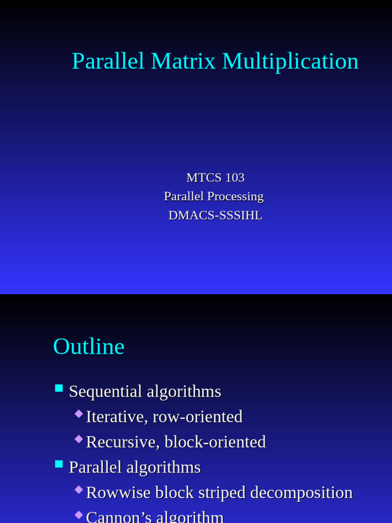 Lec-14 Parallel Matrix Multiplication | PDF | Matrix (Mathematics) | Matrix Theory