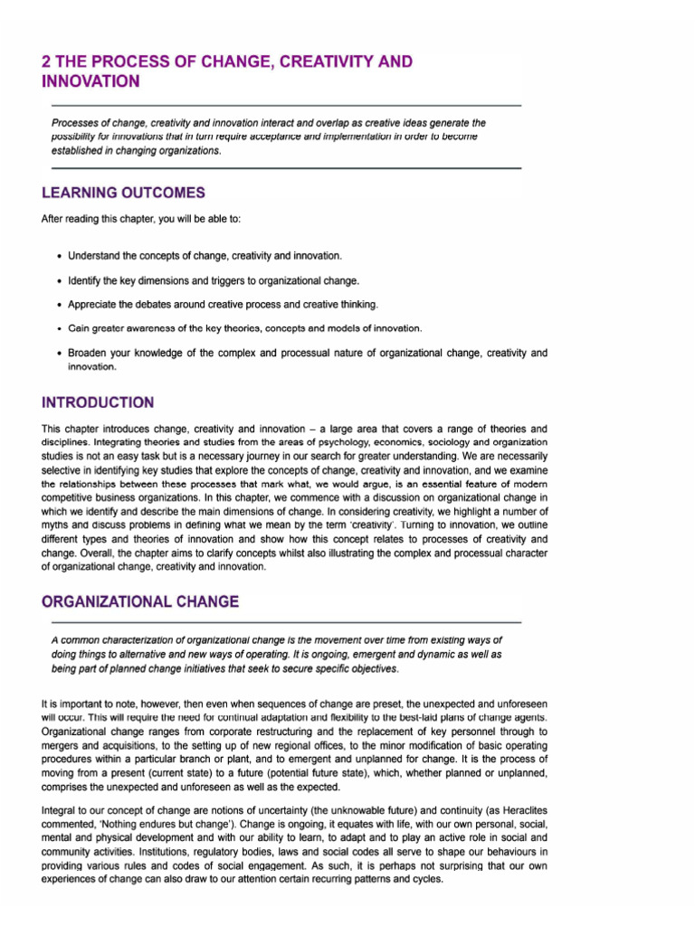 C2 - Process of Change, Creativity & Innovation | PDF