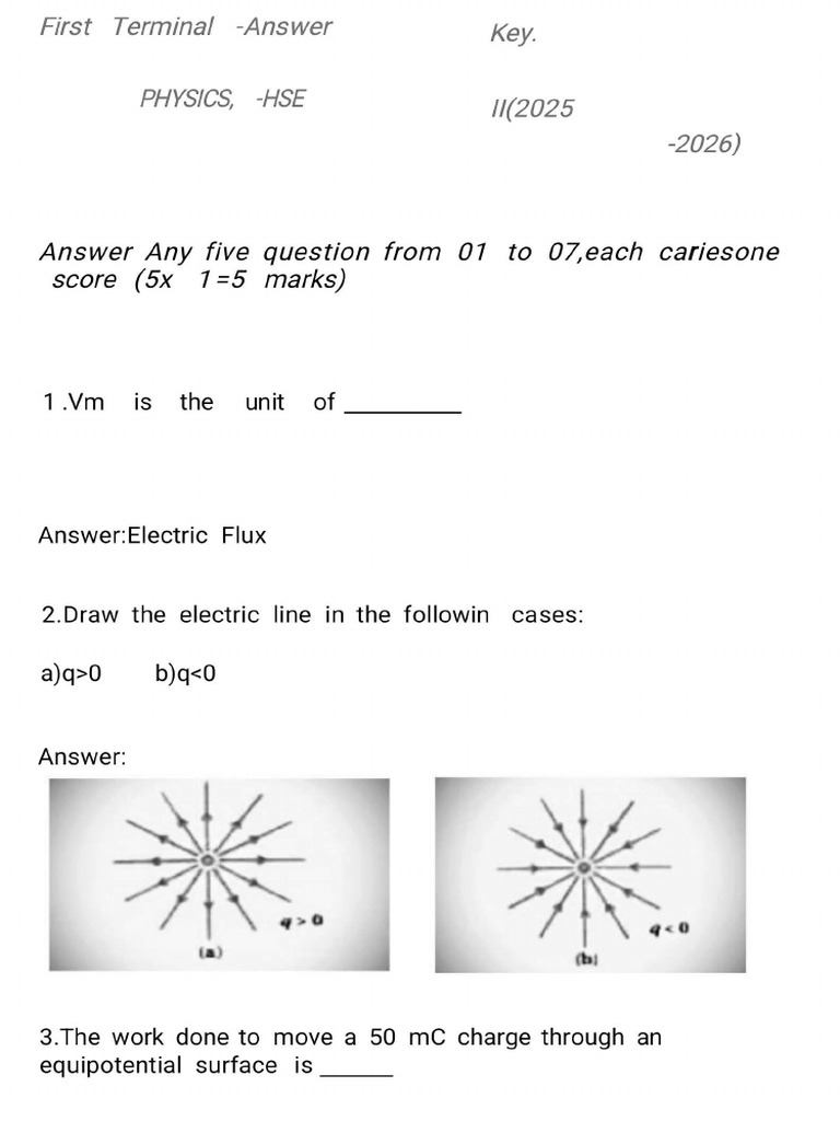 Physics Answer Key 25-26 HSE 2 (Grayscale) | PDF