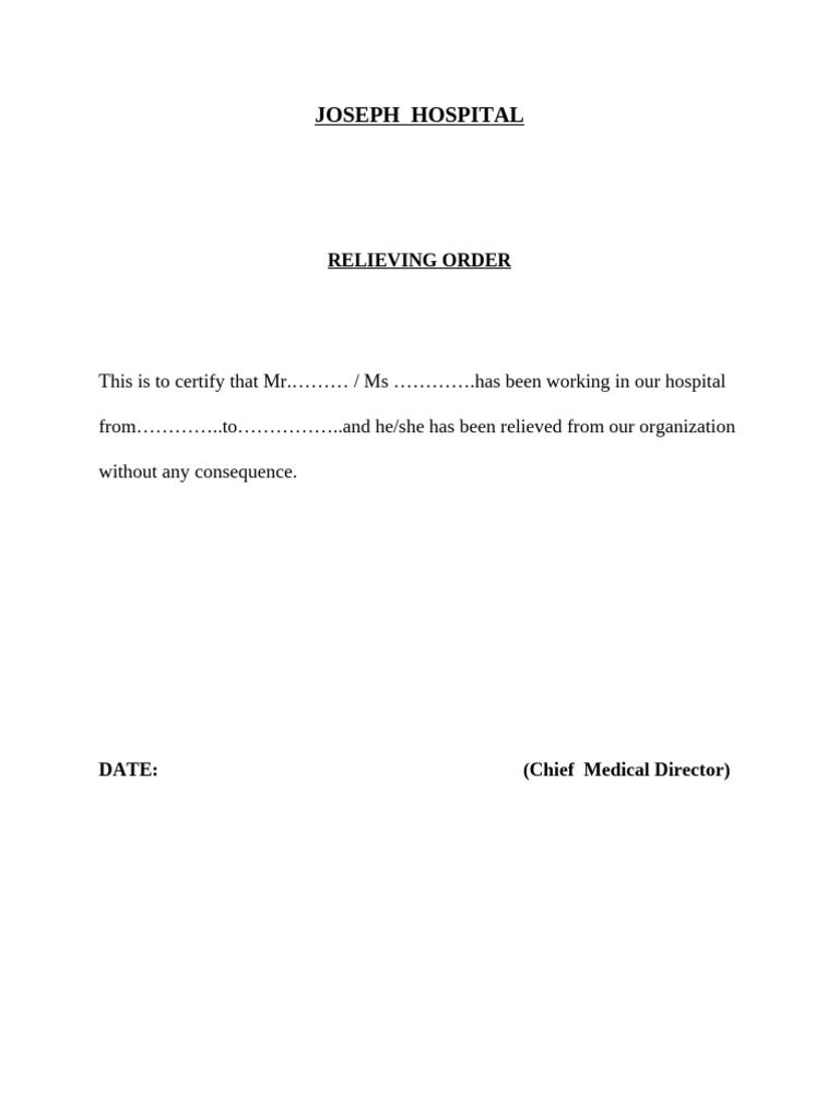 Relieving Order | PDF