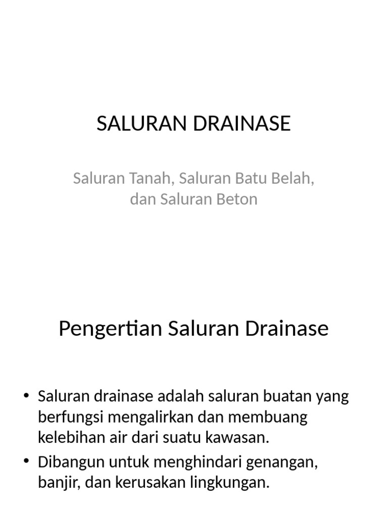 Jenis Saluran Drainase: Tanah, Batu, Beton | PDF