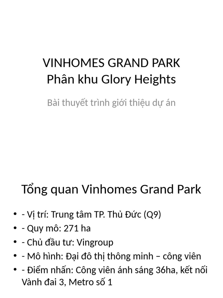 Vinhomes GrandPark GloryHeights | PDF