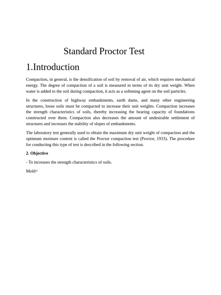 Proctor Compaction Test Overview | PDF