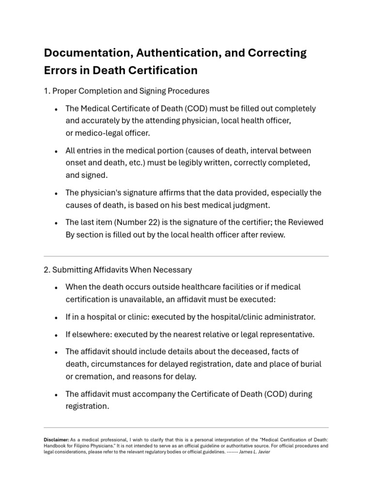 Best Practices for Medical Death Certification | PDF | Affidavit | Justice