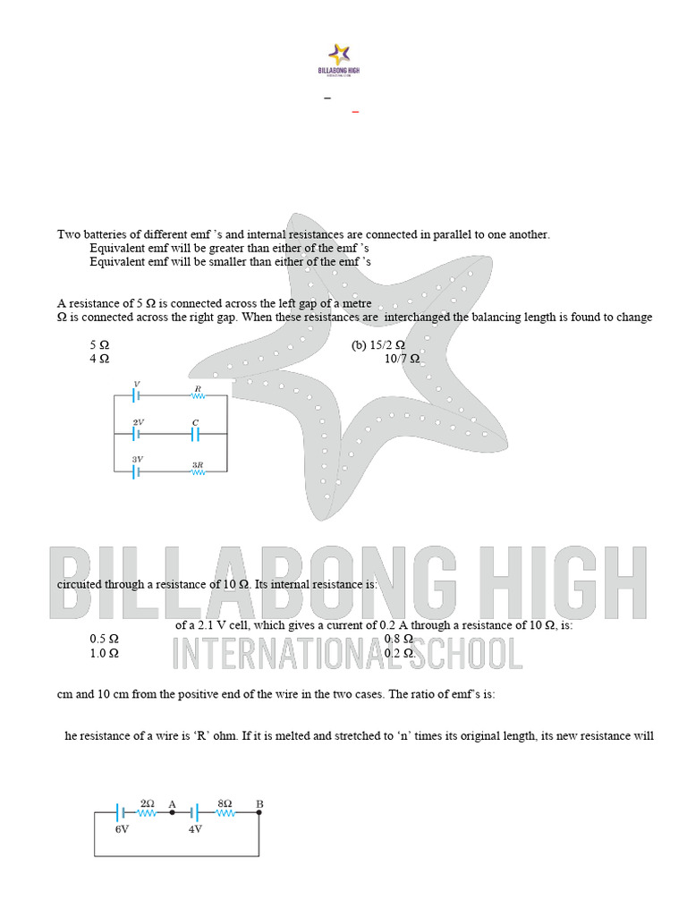 Sheet - Current Electricity | PDF | Electrical Resistivity And ...