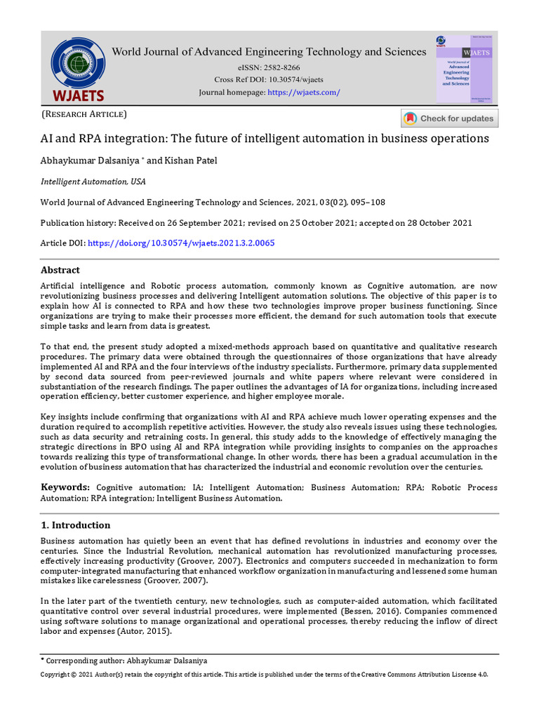 AI and RPA Integration The Future of Intelligent A 250803 133306 | PDF ...