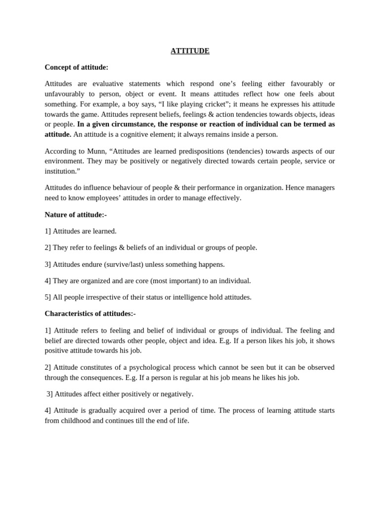 CHPT 3 Attitude (1) - 105408 | PDF | Attitude (Psychology) | Feeling