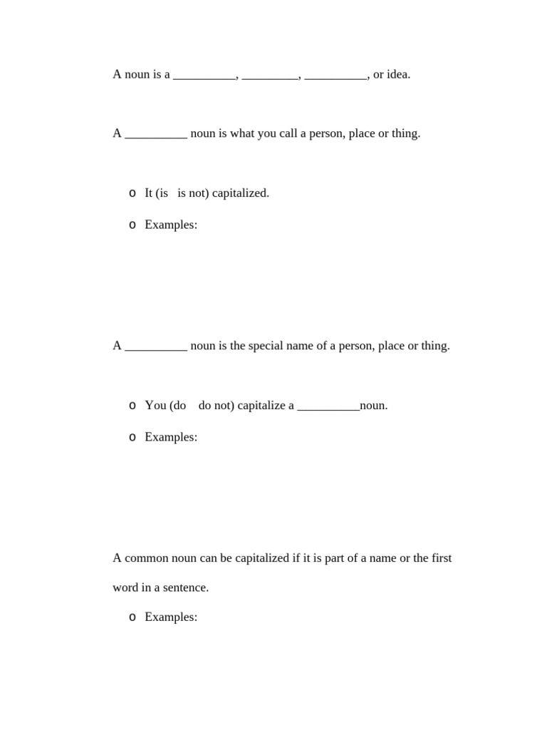Intro To Noun Guided Notes | PDF