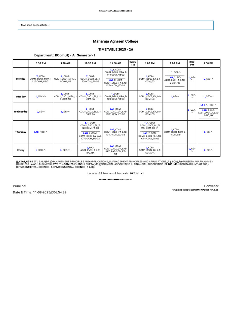Time Table | PDF