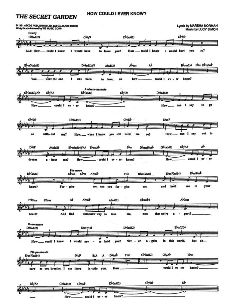 V - How Could I Ever Know | PDF