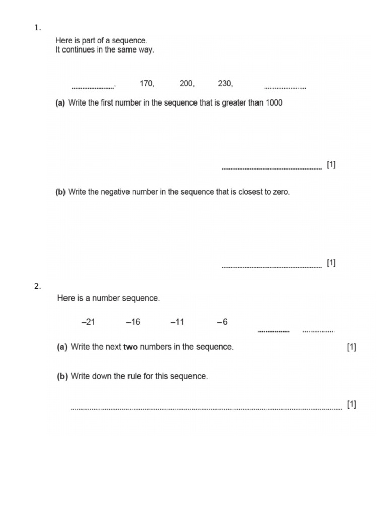 Sequence Exam Questions | PDF