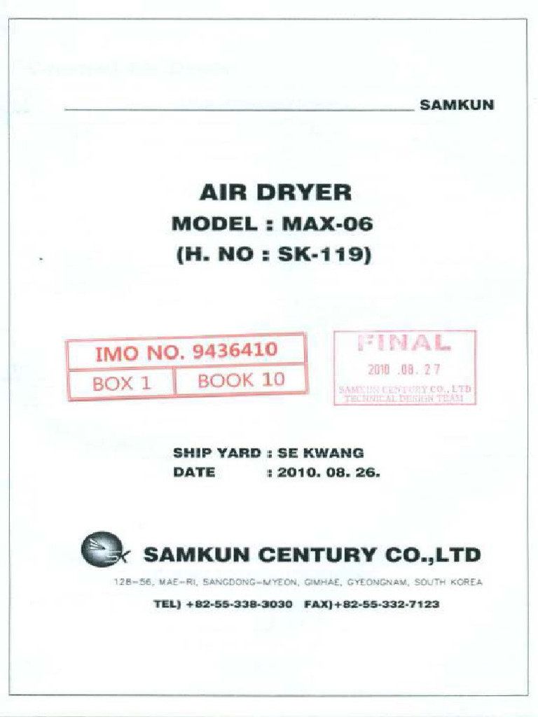 Samkun Century MAX-06 Air Dryer Specs | PDF | Atmospheric ...