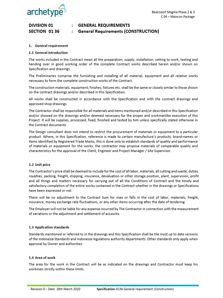 General Construction Requirements | PDF | Specification (Technical ...