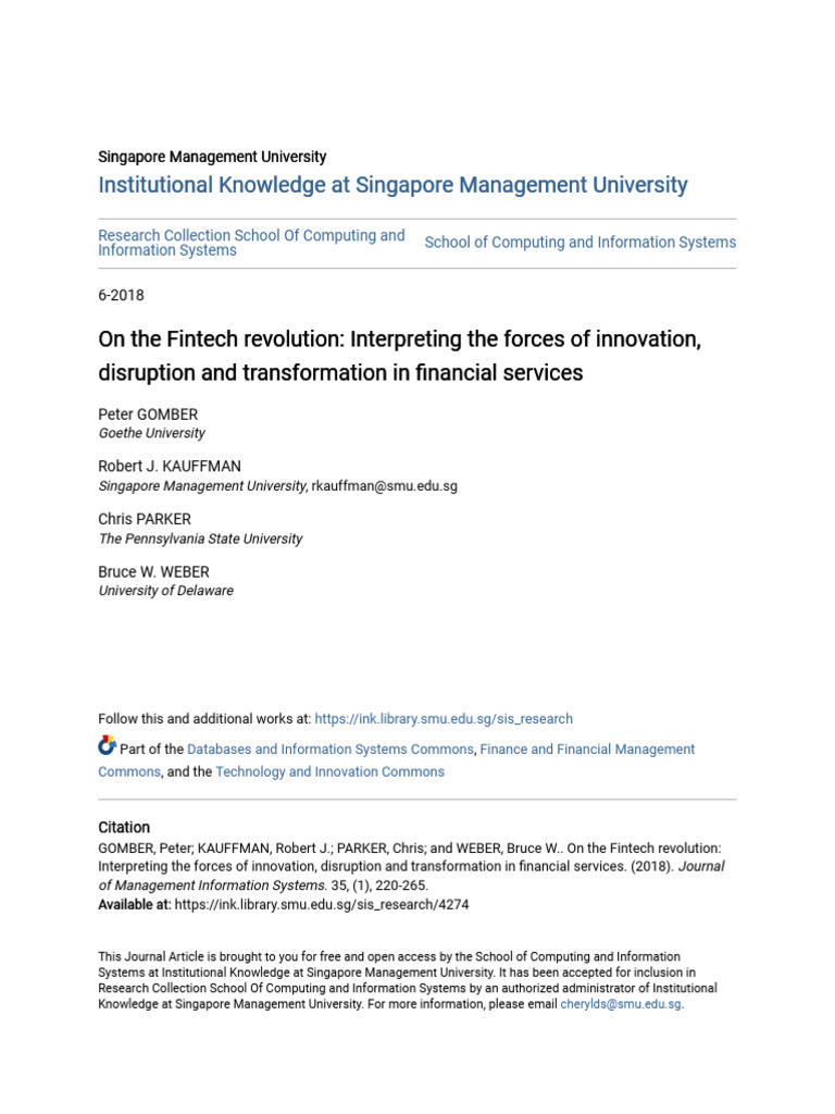 Fintech Revolution: Innovation in Finance | PDF | Finance & Money ...