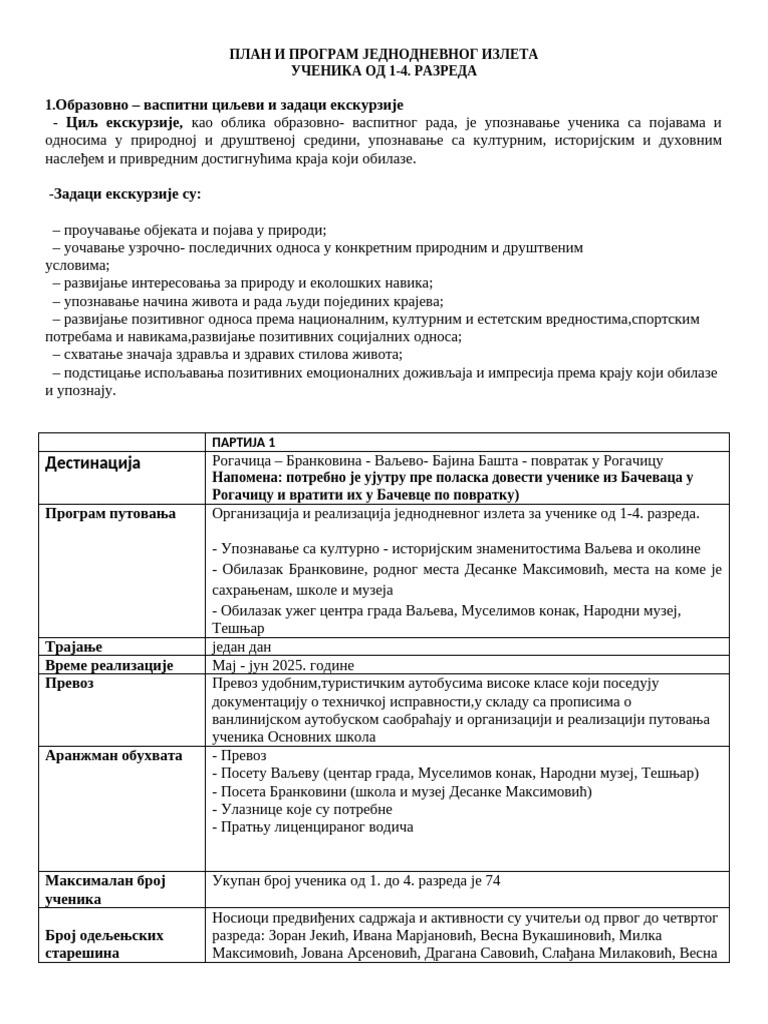 Opis I Specifikacija Predmeta - Partija 1 | PDF