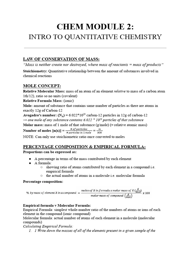 Chem Module 2 | PDF | Mole (Unit) | Gases
