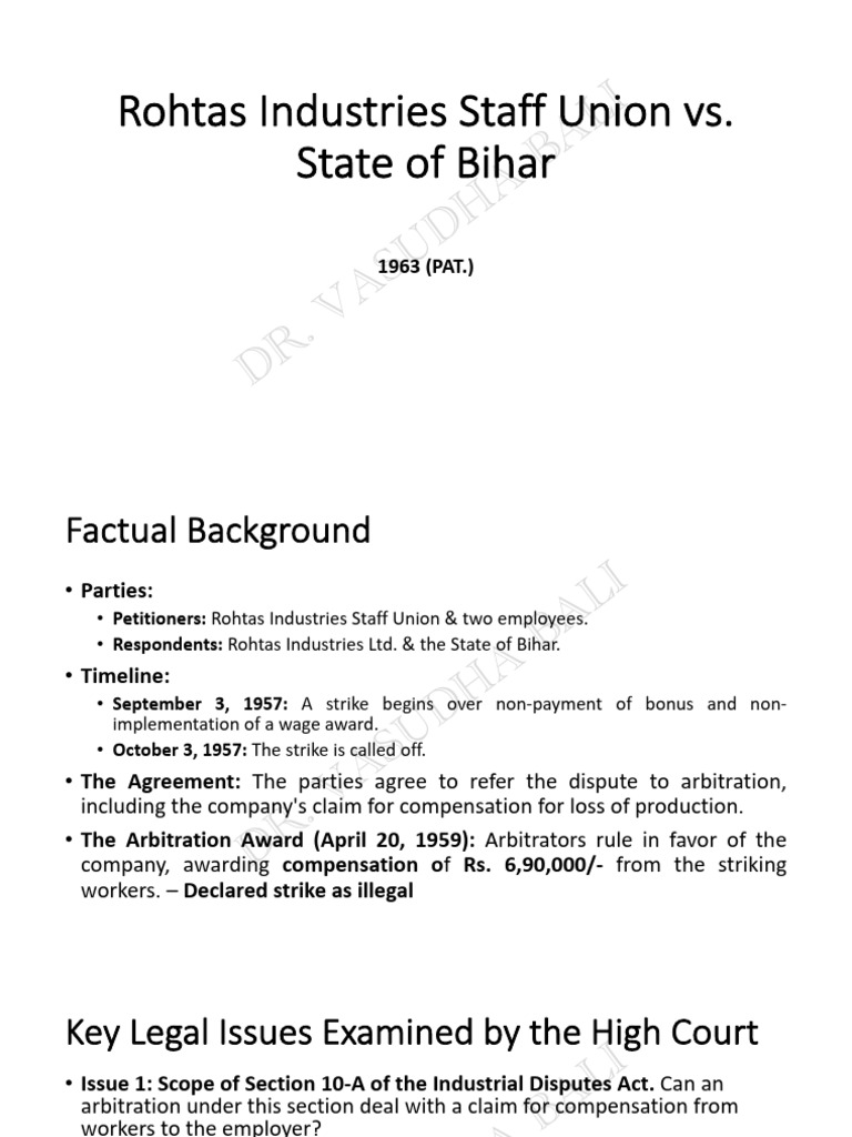 Rohtas Industries Staff Union Vs State of Bihar | PDF | Strike Action | Legal Liability