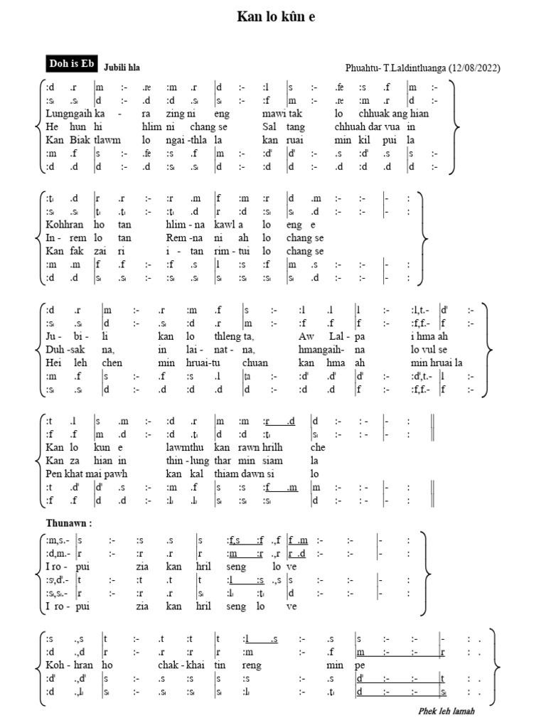 Kan Lo Kun e - Jubilee Hla | PDF
