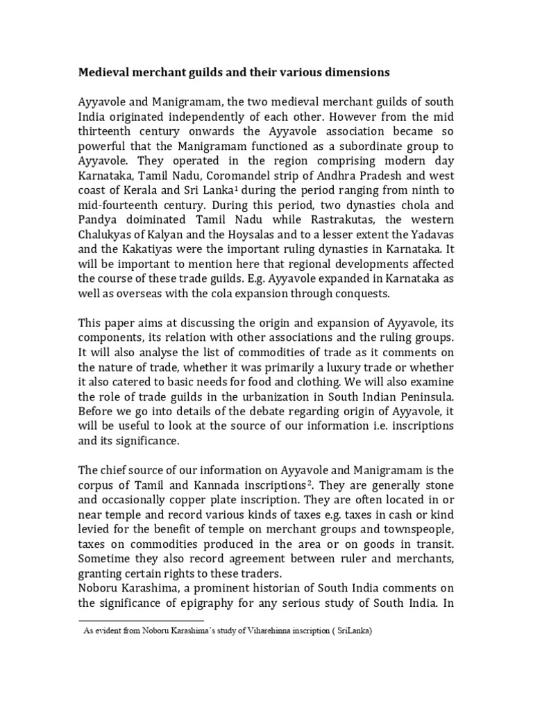 Medieval Merchant Guilds and Their Dimensions | PDF