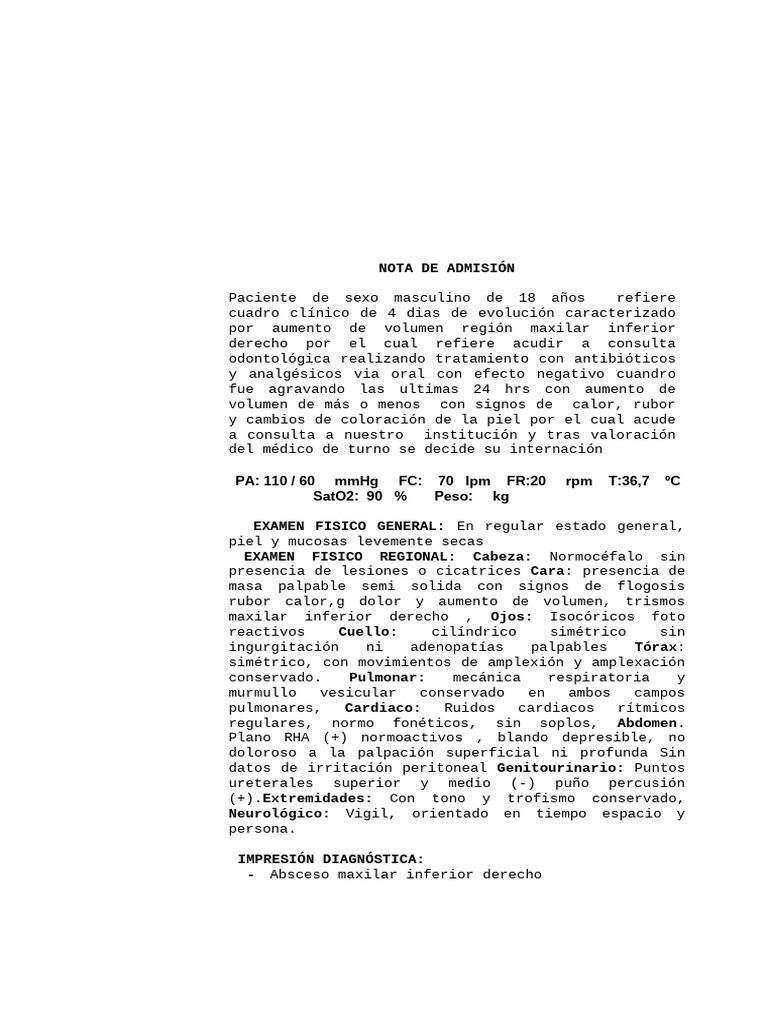 Absceso Maxilar Izquierdo | PDF | Medicina CLINICA | Especialidades Medicas