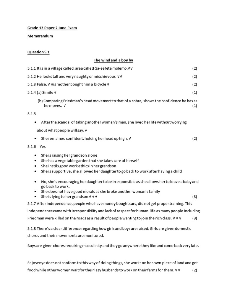Grade 12 June Exam Paper 2 Memo | PDF | Stanzaic Form | Composition ...