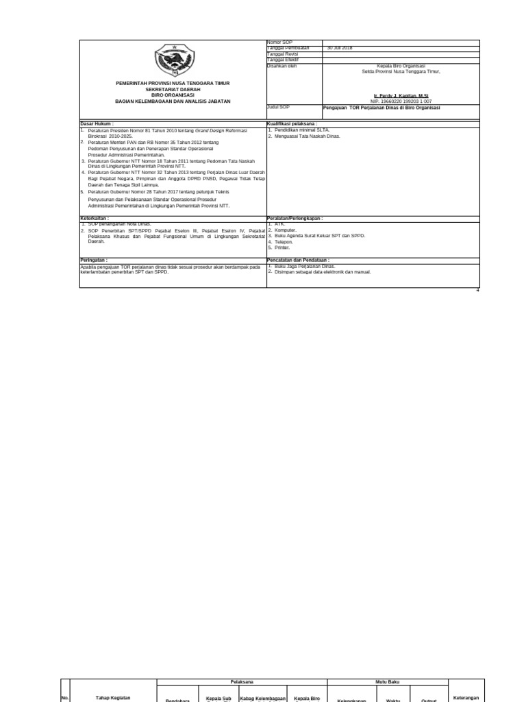 SOP Pangajuan TOR Perjalanan Dinas | PDF