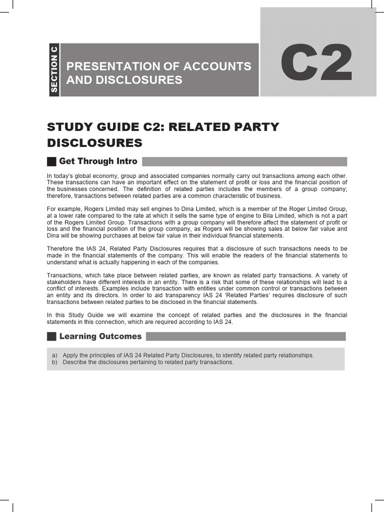 Related Party Disclosures Study Guide | PDF | Fair Value | Subsidiary