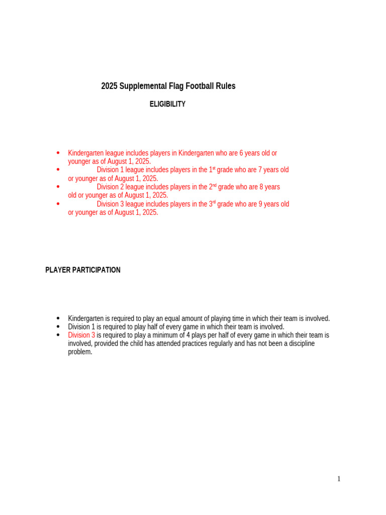 2025 Cyo Flag Football Rules | PDF | Quarterback | National Football League