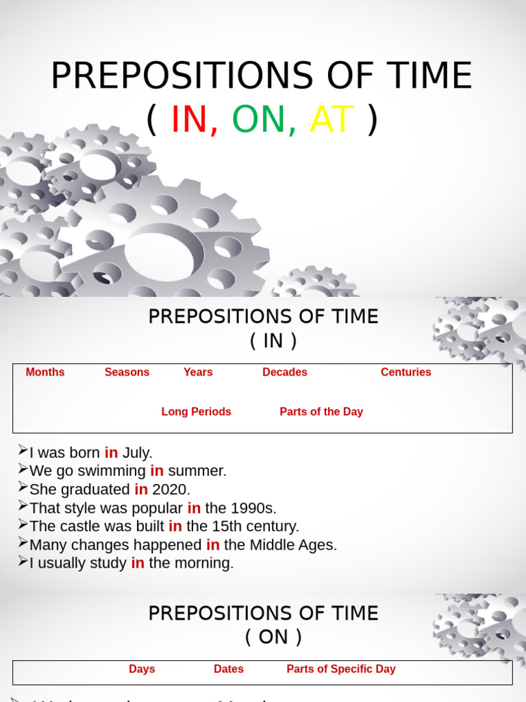 Prepositions of Time | PDF