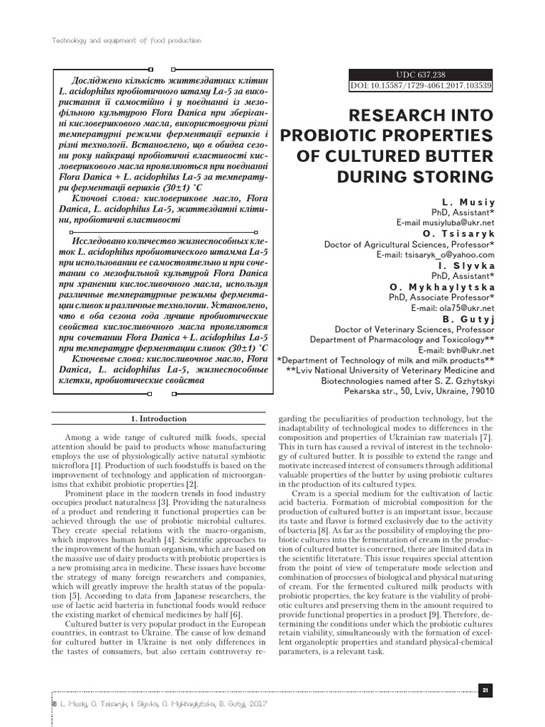 307196 Research Into Probiotic Properties of Cu 974a0e73 | PDF ...