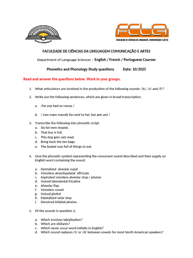 Phonetics and Phonology Study Questions 2025 Sii | PDF | Phonetics ...